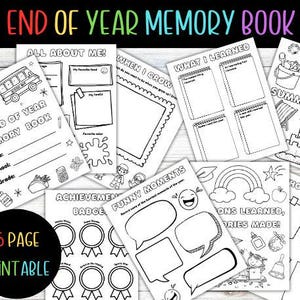 End of School Year Memory Book, Last Day of School Activity, Class ...