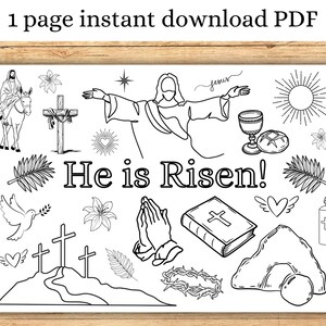 Easter Coloring Page, He is Risen Coloring Page, Christian Kids Easter ...