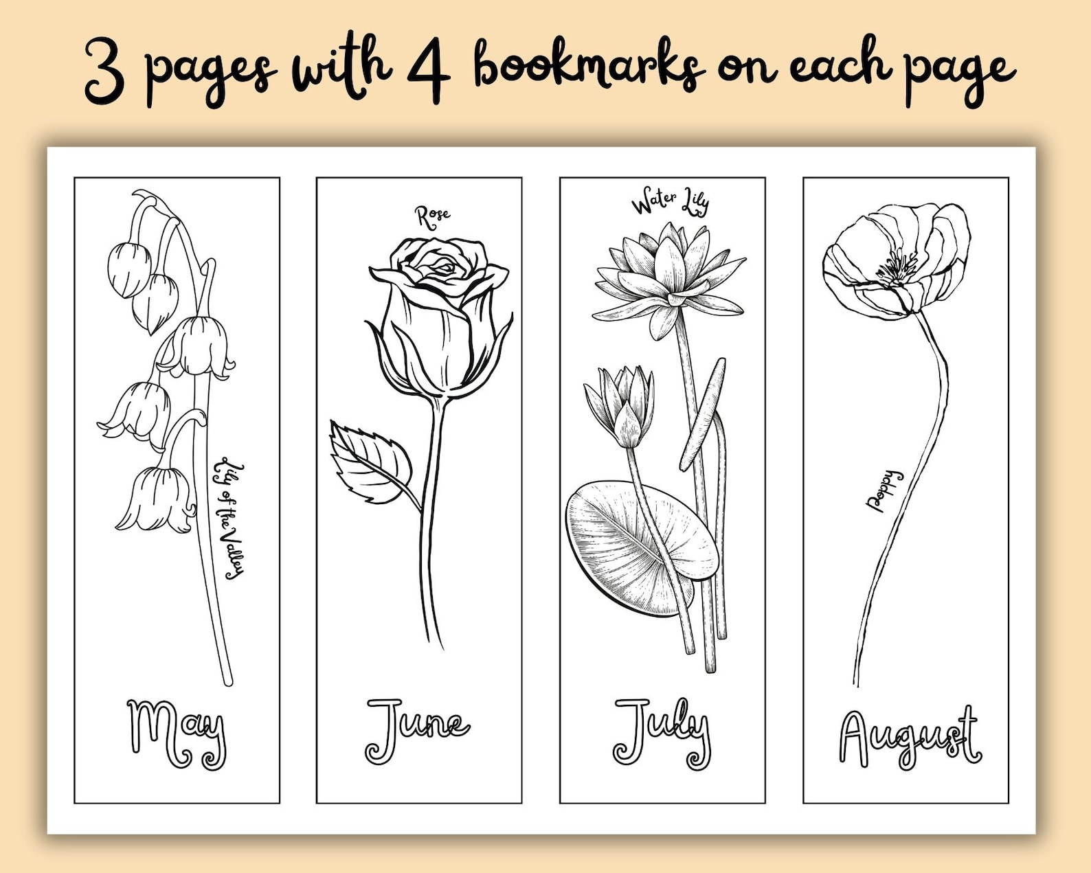 Printable Birth Month Flower Coloring Bookmarks, Color Your Own ...