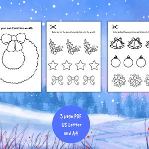 Christmas Wreath Printable Craft for Kids, Christmas Cut and Paste ...