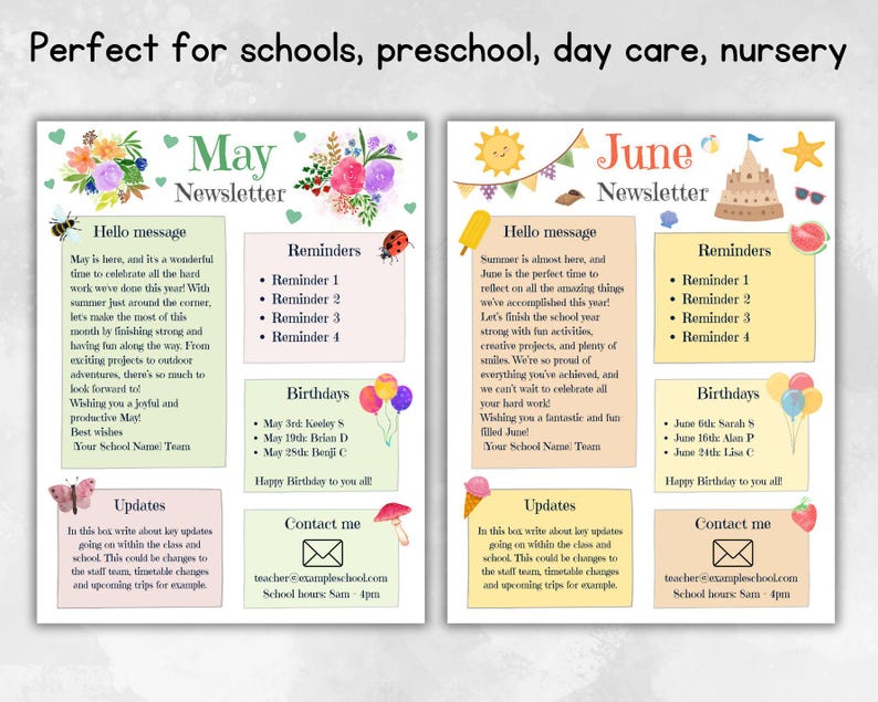 Monthly Classroom Newsletter Template, Teacher-parent Communication ...