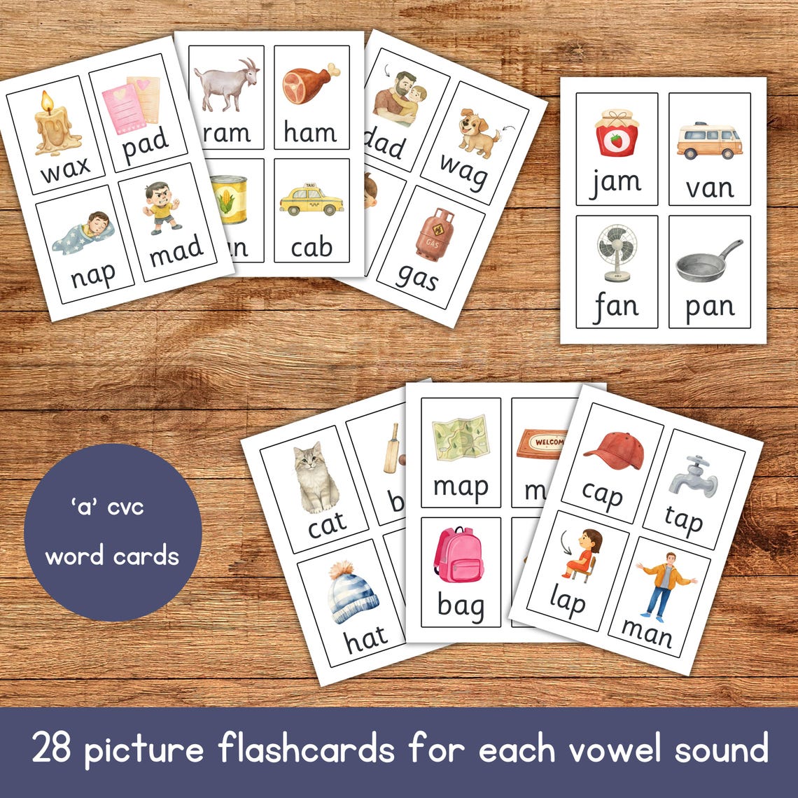 CVC Word Flash Cards, Short Vowels, 280 Phonics Flash Cards Bundle ...