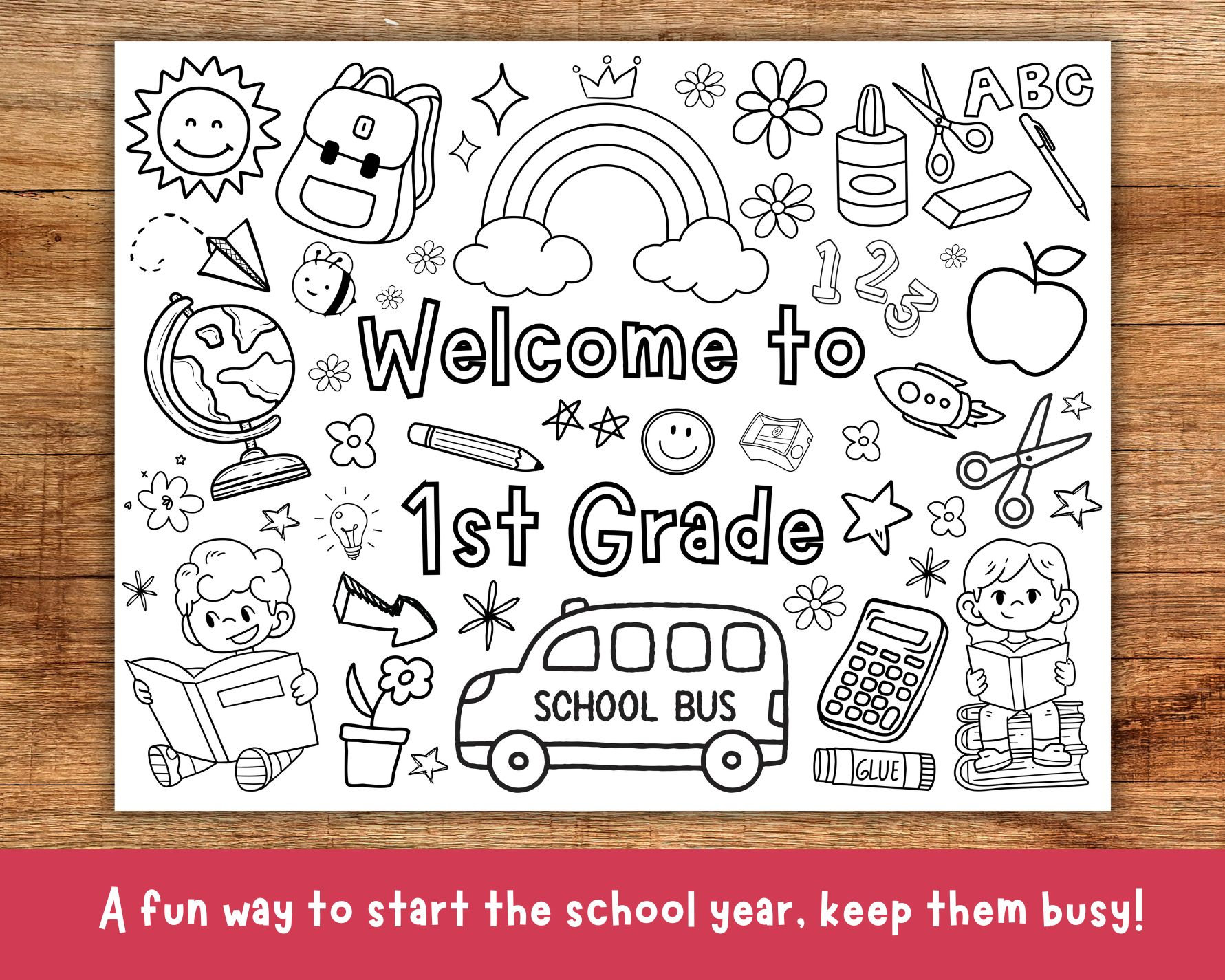 First Day of School Coloring Page, Start of the School Year Coloring ...