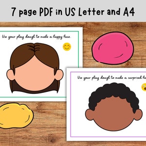 Play Dough Mat Faces for Emotions and Feelings, Playdough Activity ...