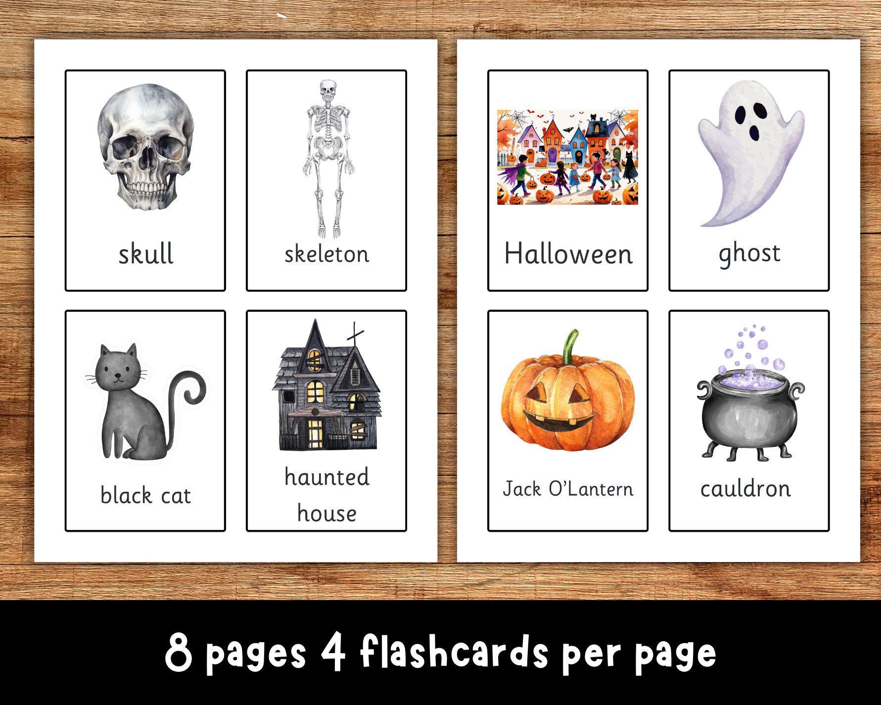 Halloween Flash Cards, Fall Flashcards, Halloween Educational Printable ...