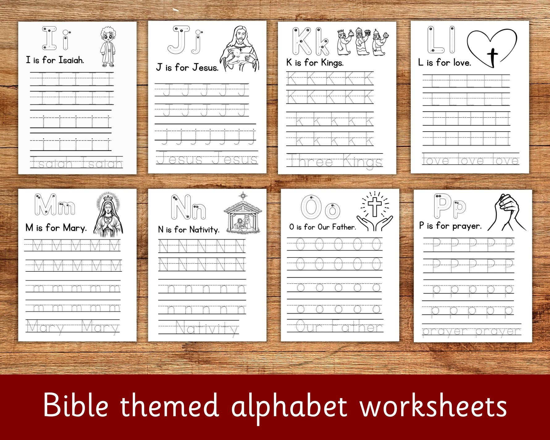 Bible Tracing Worksheets Bundle, Sunday School Educational Activity ...