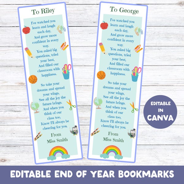 End of Year Bookmarks - Etsy UK