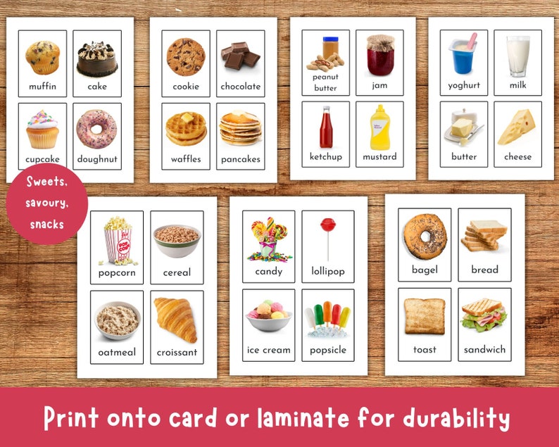 Food Flash Cards, Fruit and Vegetables Flashcards, Snacks Sweet Savoury ...