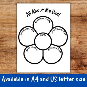 All About My Dad Printable, Father's Day Printable, Father's Day Memory ...