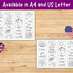 Mother's Day Coloring in Bookmarks, Color Your Own Bookmarks for ...