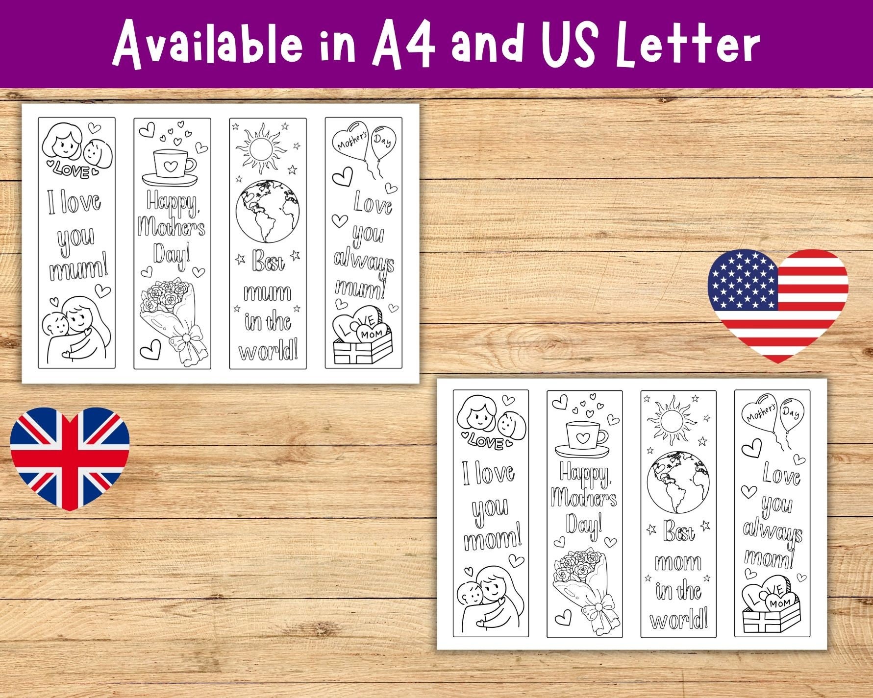 Mother's Day Coloring in Bookmarks, Color Your Own Bookmarks for ...