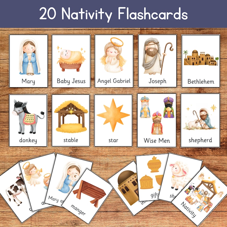 Nativity Flash Cards, Christmas Flashcards, Christian Flashcards ...