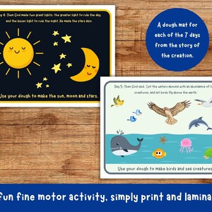 7 Days of Creation Play Dough Mats, Christian Playdough Activity, Pre ...