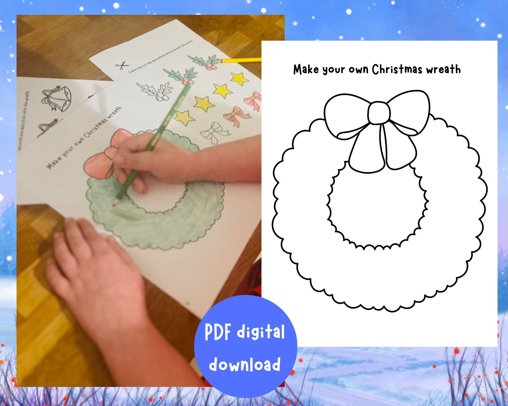 Christmas Wreath Printable Craft for Kids, Christmas Cut and Paste ...