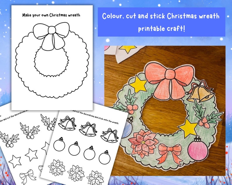Christmas Wreath Printable Craft for Kids, Christmas Cut and Paste ...