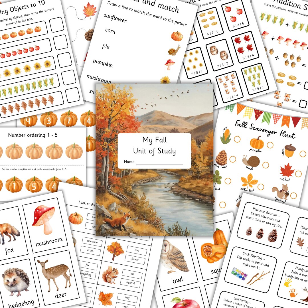 Fall Preschool Curriculum 60+ Page, Activity Packet, Fall Unit of Study ...