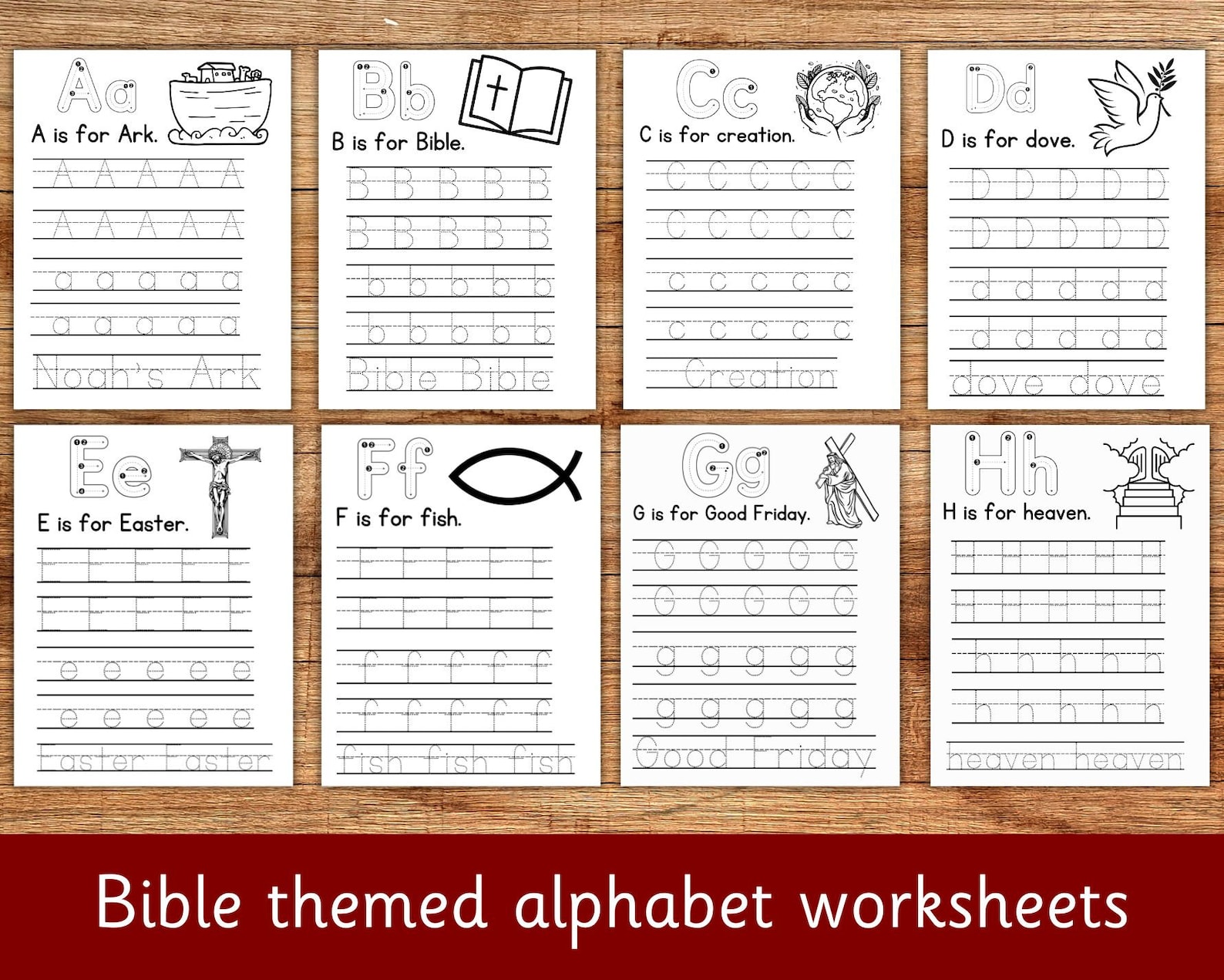 Bible Tracing Worksheets Bundle, Sunday School Educational Activity ...