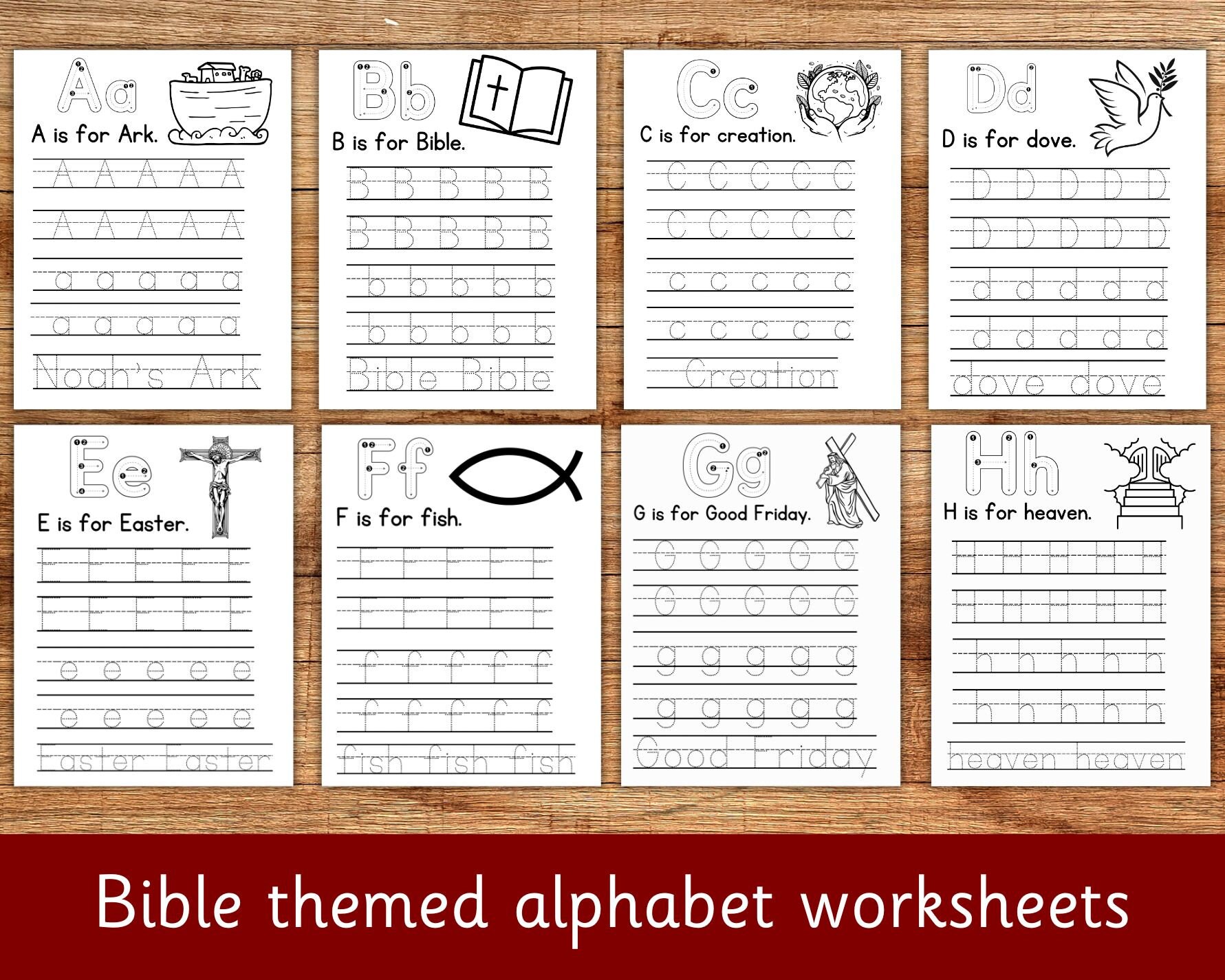 Bible Tracing Worksheets Bundle, Sunday School Educational Activity ...