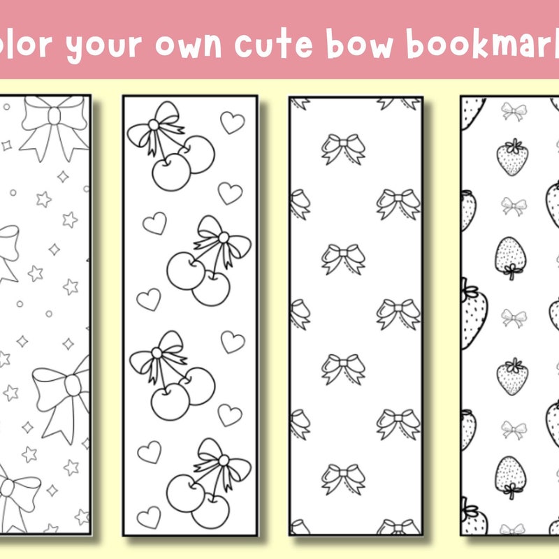 Cute Coloring Pages Bows - Etsy UK