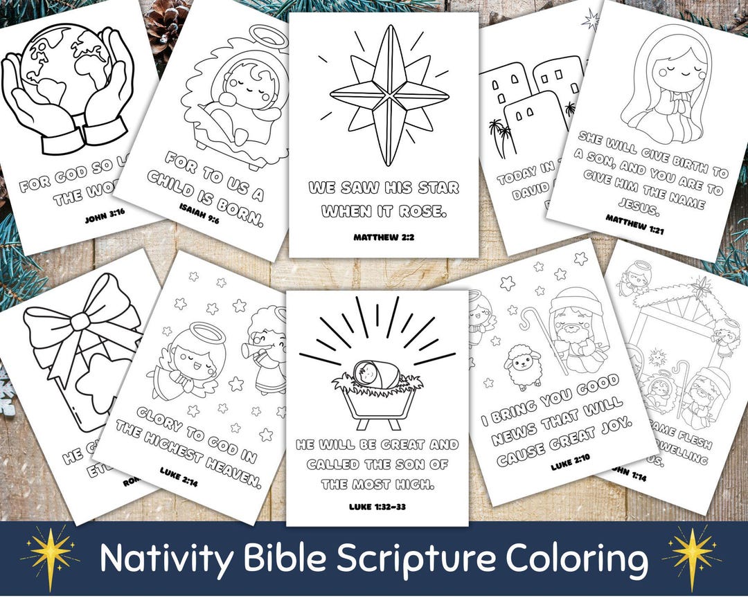 Christmas Bible Verse Coloring Pages, Preschool Bible Verses, Christmas ...