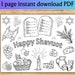 Shavuot Coloring Page, Shavuot Placemat, Jewish Coloring Page, Judaism ...