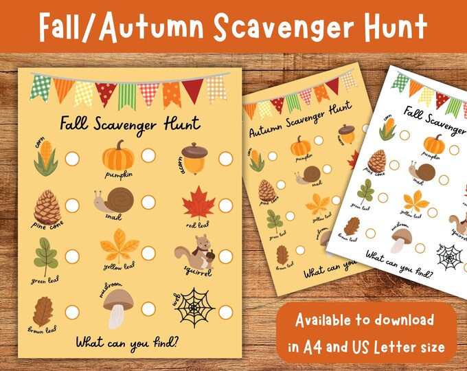 Fall Scavenger Hunt Activity for Kids Fall Activity Fall for Children ...