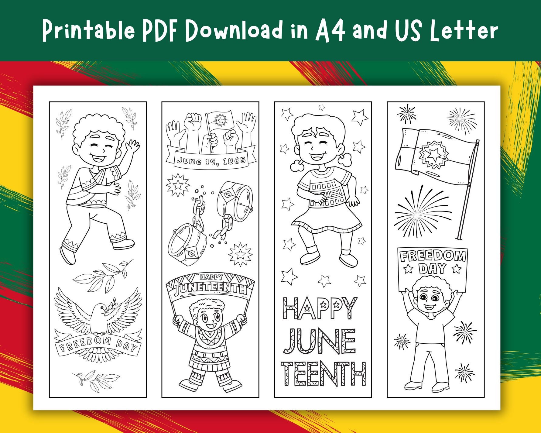 Printable Juneteenth Coloring Bookmarks, Color Your Own Bookmarks ...