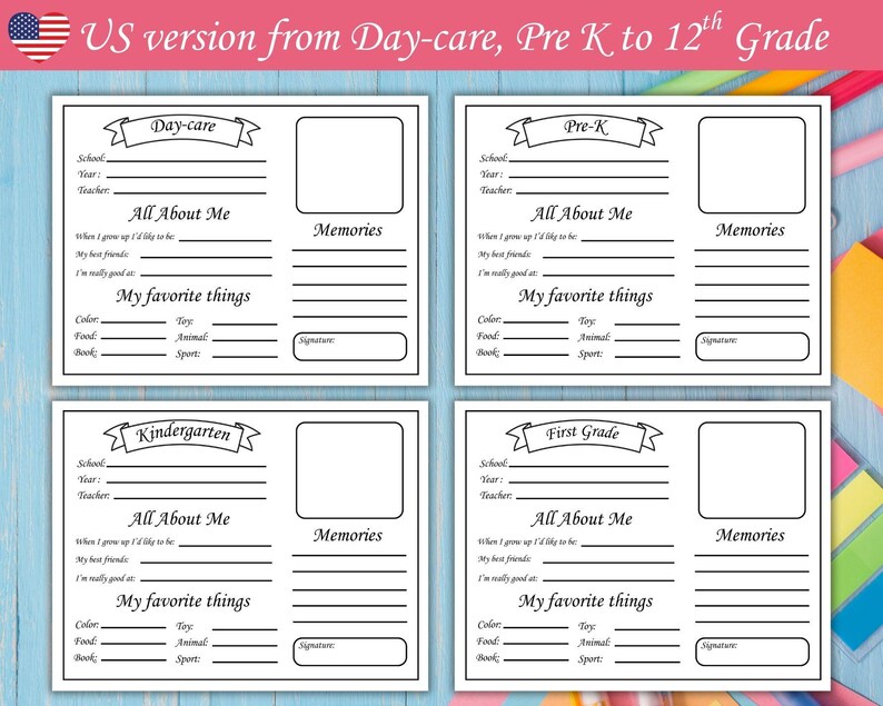 Memory Box Printable Sheets, All About Me Kids Questionnaire, Kids ...