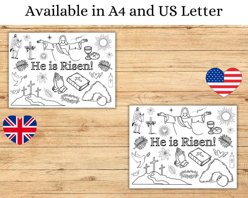 Easter Coloring Page, He is Risen Coloring Page, Christian Kids Easter ...