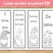 Printable Valentine's Gnome Coloring Bookmarks, Color Your Own ...