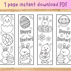 Printable Easter Coloring Bookmarks, Color Your Own Bookmarks, Bunny ...