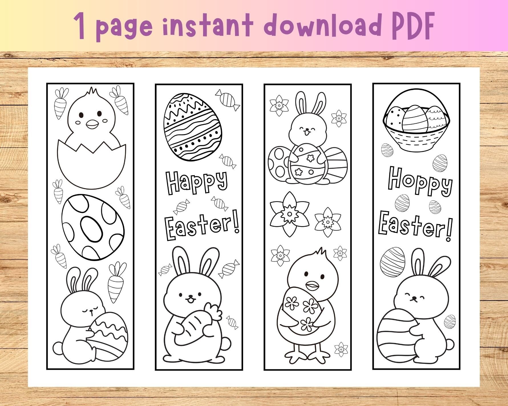 Printable Easter Coloring Bookmarks, Color Your Own Bookmarks, Bunny ...