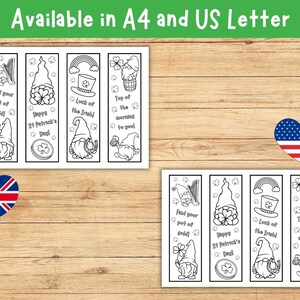 Printable St Patrick's Day Gnome Coloring Bookmarks, Color Your Own ...