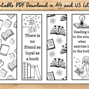 Printable Book Themed Coloring Bookmarks, Color Your Own Reading ...