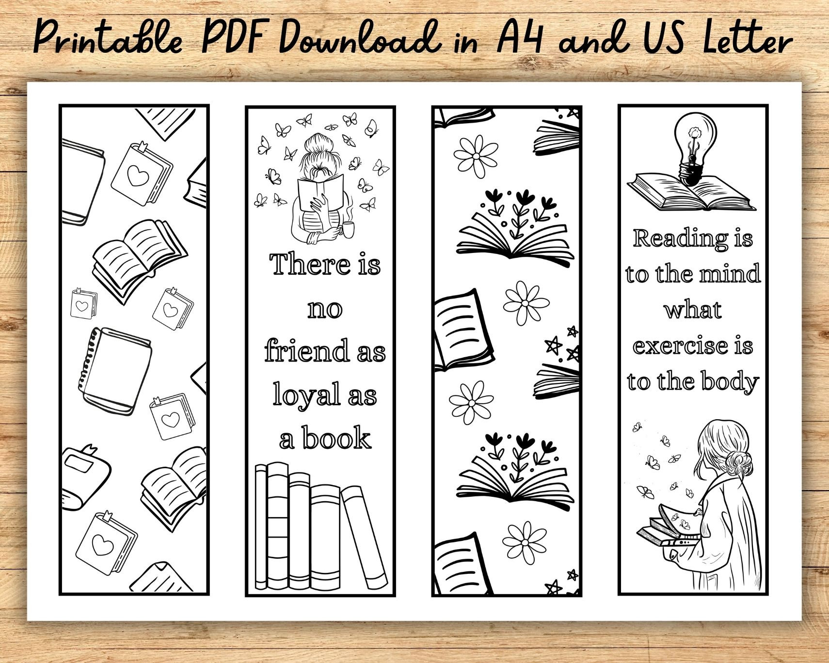 Printable Book Themed Coloring Bookmarks, Color Your Own Reading ...