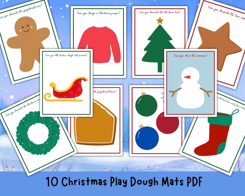 Christmas Playdough Mats, Playdough Activity, Kids and Toddler ...