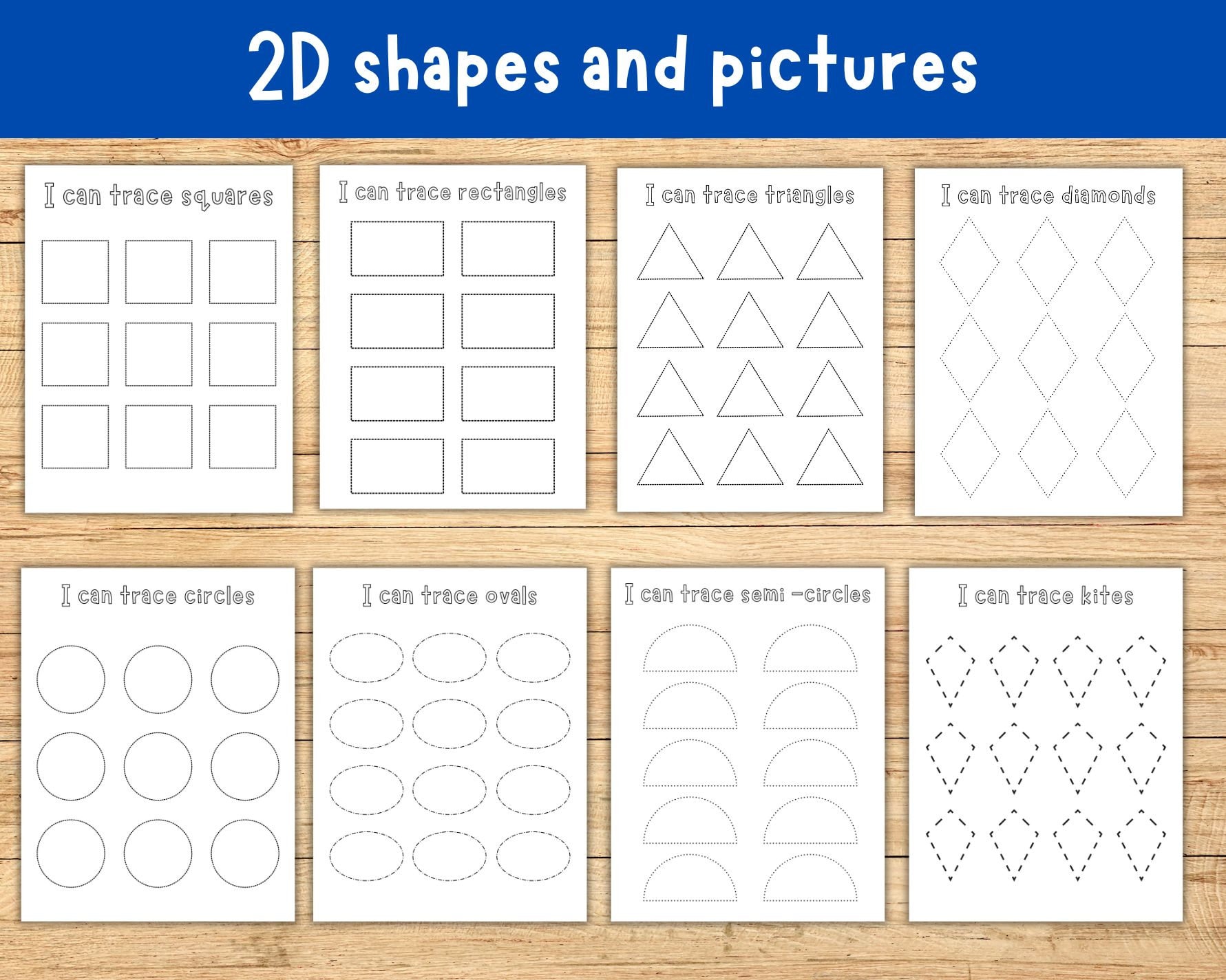 Tracing Line and Shape Worksheets, Kids Educational Activity, Tracing ...