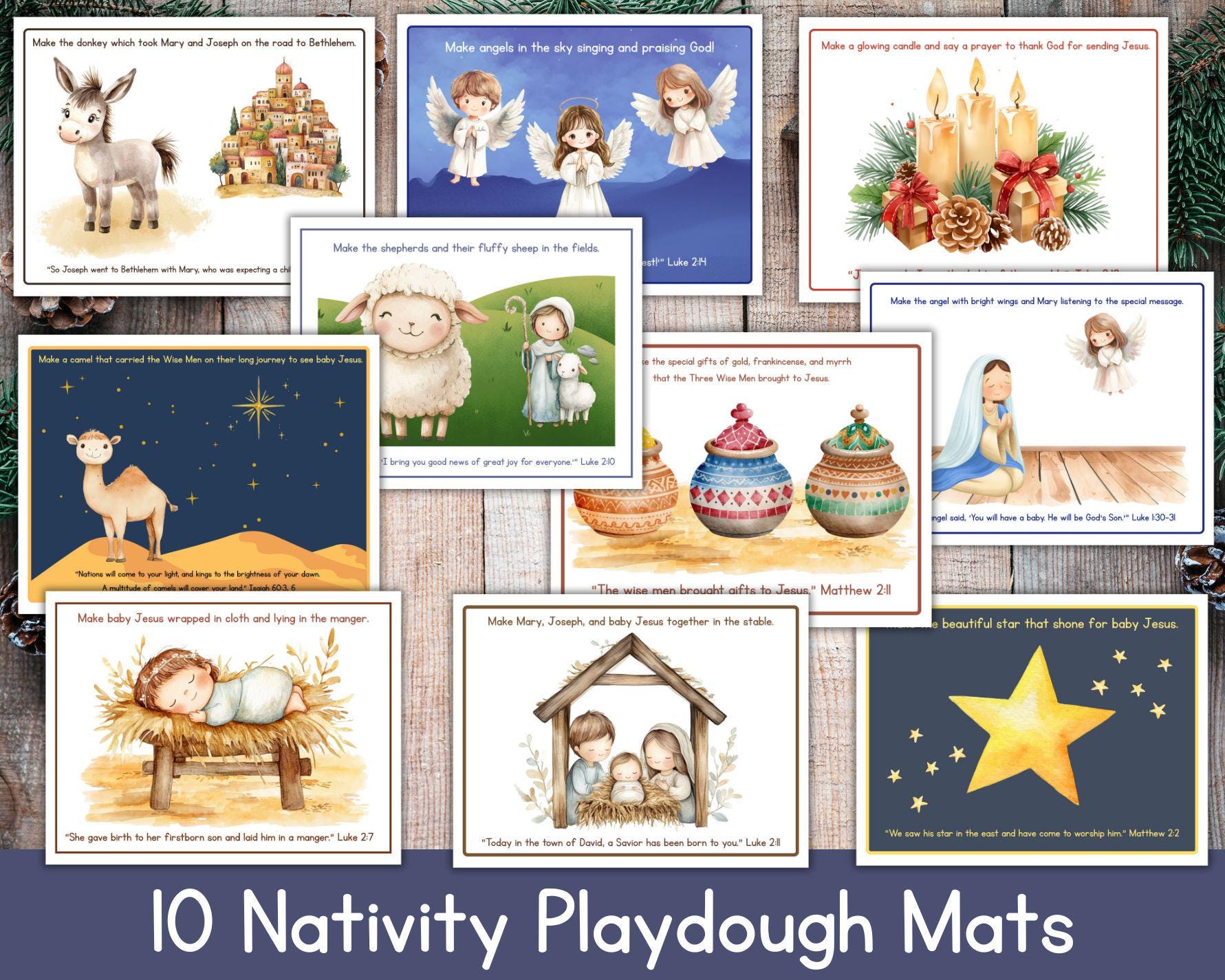 Nativity Playdough Mats, Christmas Playdough Activity, Christmas Story ...