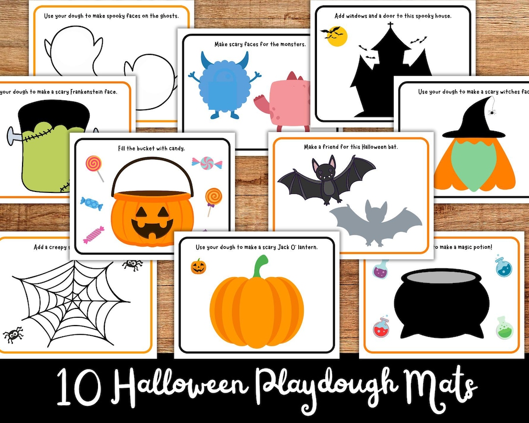 Halloween Play Dough Mats, Halloween Playdough Activity, Pre-school ...