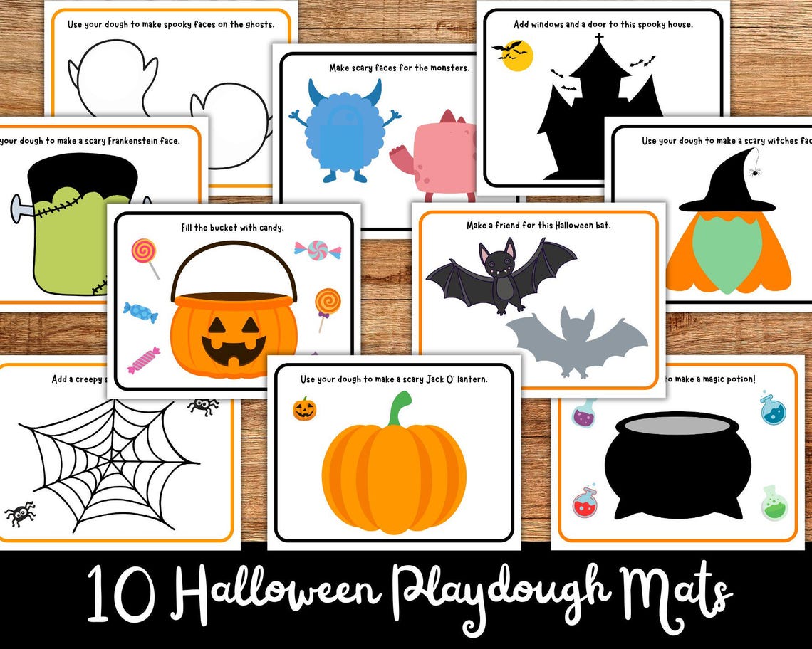 Halloween Play Dough Mats, Halloween Playdough Activity, Pre-school ...