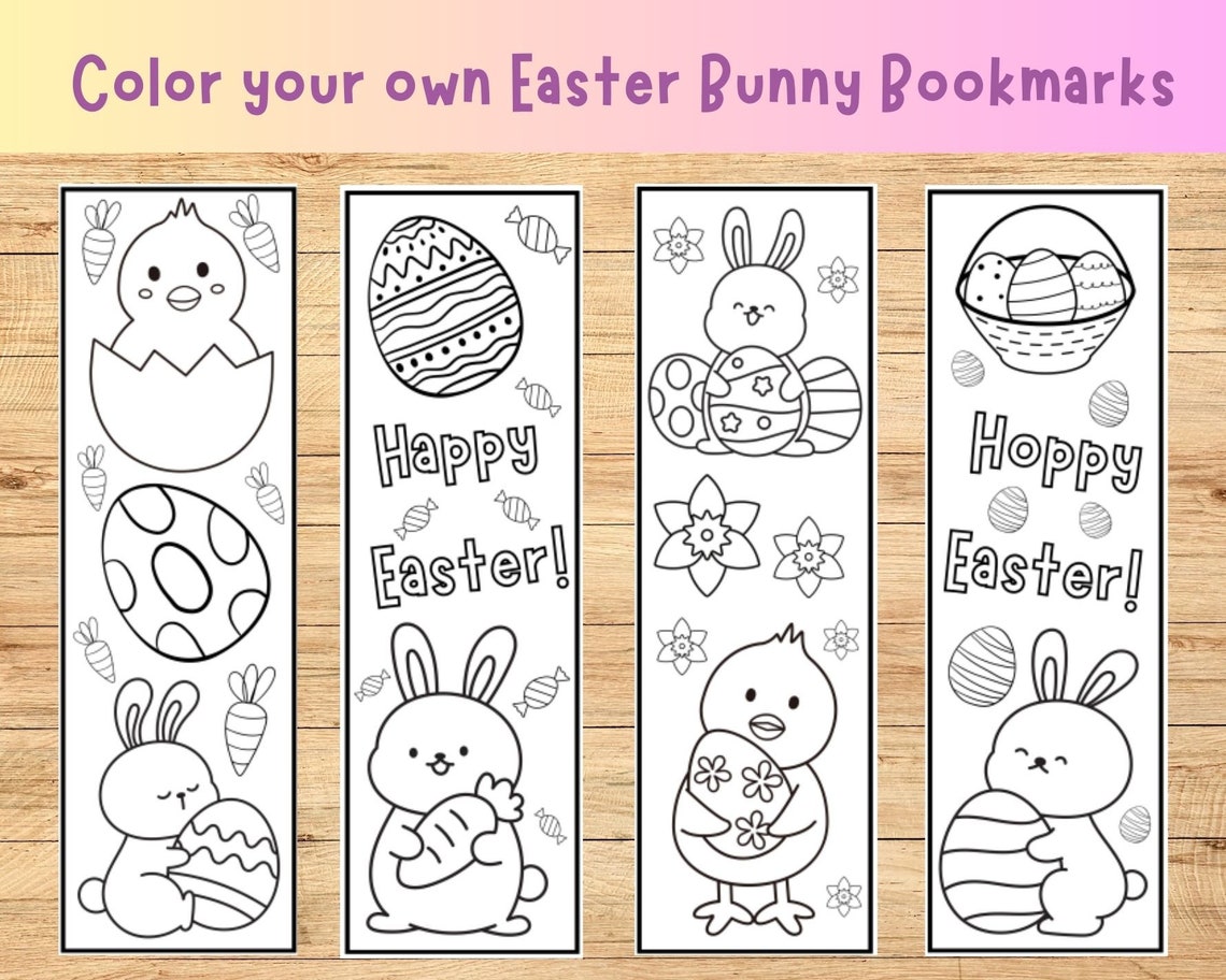 Printable Easter Coloring Bookmarks, Color Your Own Bookmarks, Bunny ...
