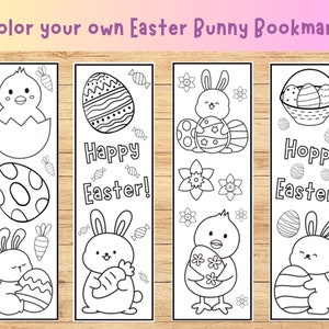 Printable Easter Coloring Bookmarks, Color Your Own Bookmarks, Bunny ...