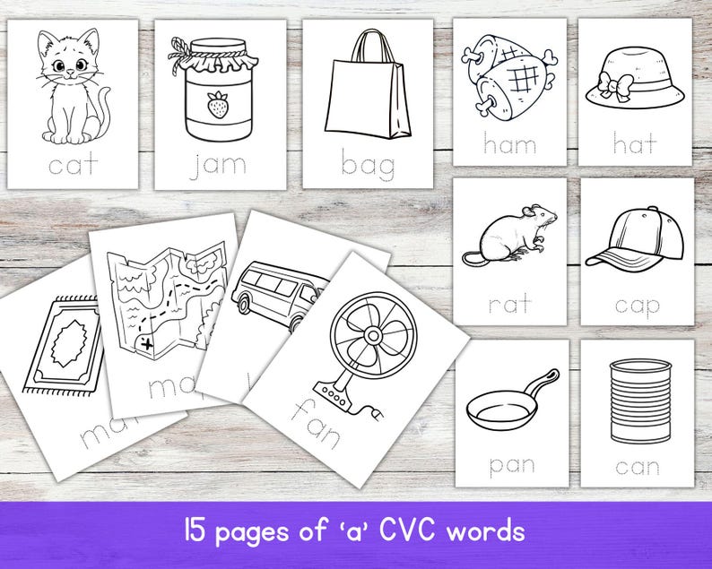 CVC Word Color and Trace, Phonics Workbook, Educational Activity, CVC ...