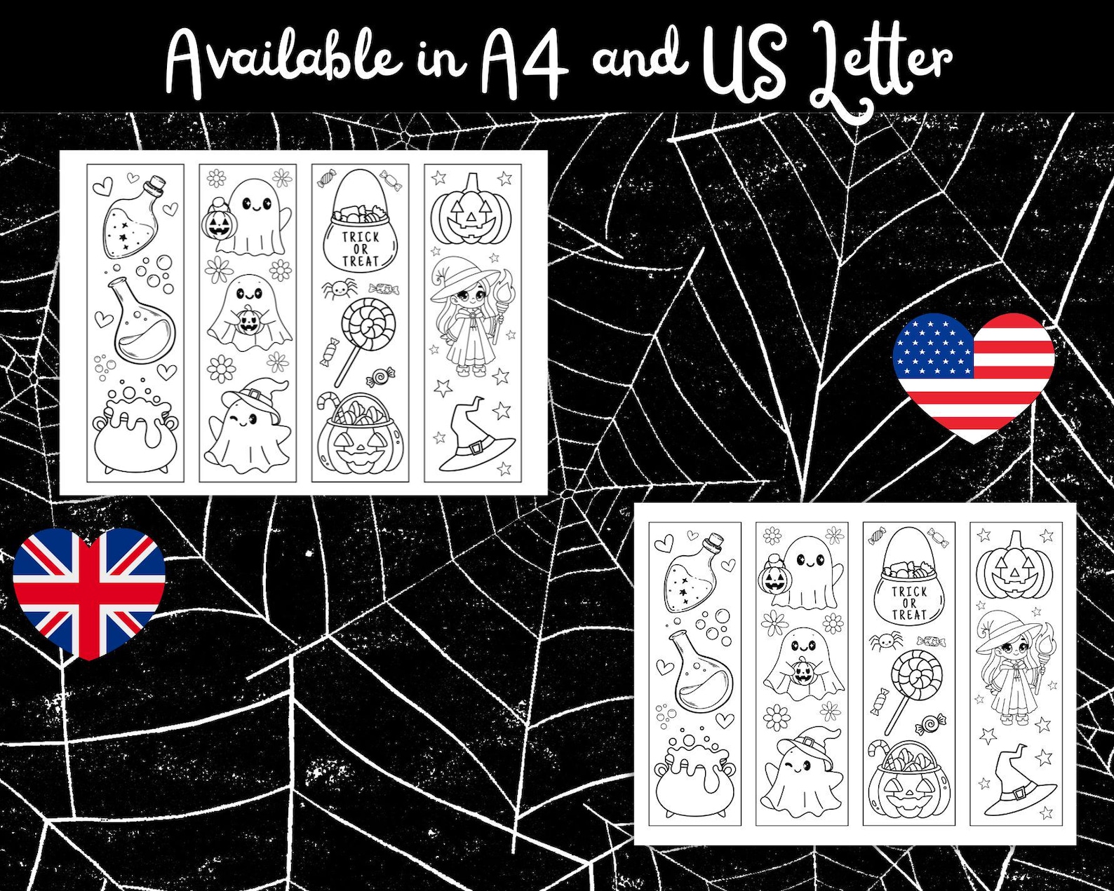 Halloween Coloring Bookmarks, Kids Halloween Activity, Halloween ...