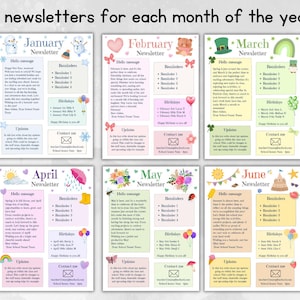 Monthly Classroom Newsletter Template, Teacher-parent Communication ...