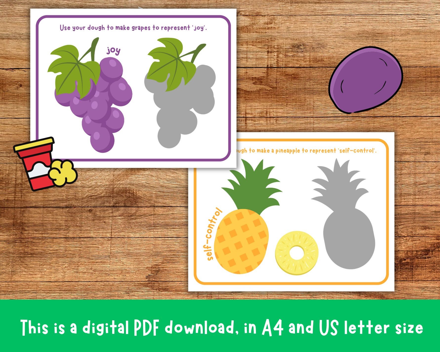 Fruits of the Holy Spirit Playdough Mats, Kids and Toddler Printable ...