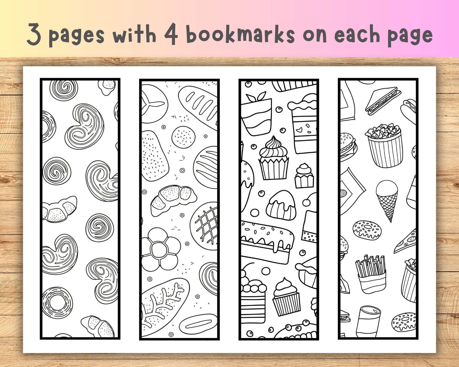 Printable Coloring Bookmarks Food Candy Sweet Treat Themed, Color Your ...