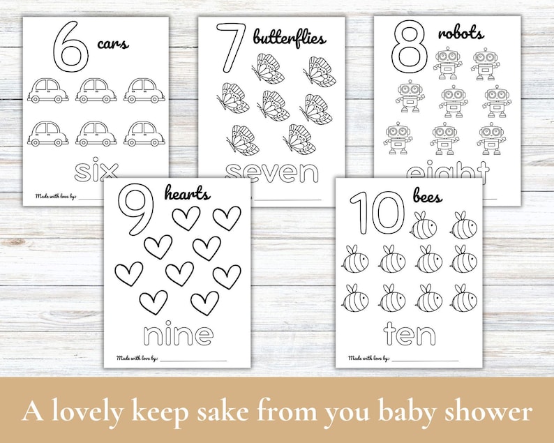 Baby Shower 123 Book, 123 Coloring Book, Baby's First Number Book, Baby ...