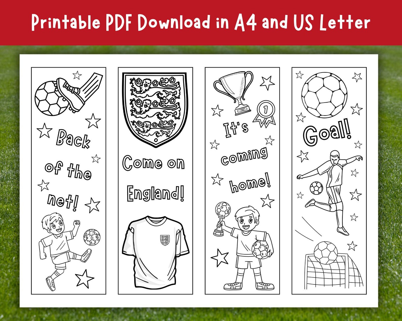 England Football Colouring Bookmarks, Colour Your Own Bookmarks, Euros ...