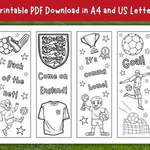 England Football Colouring Bookmarks, Colour Your Own Bookmarks, Euros ...